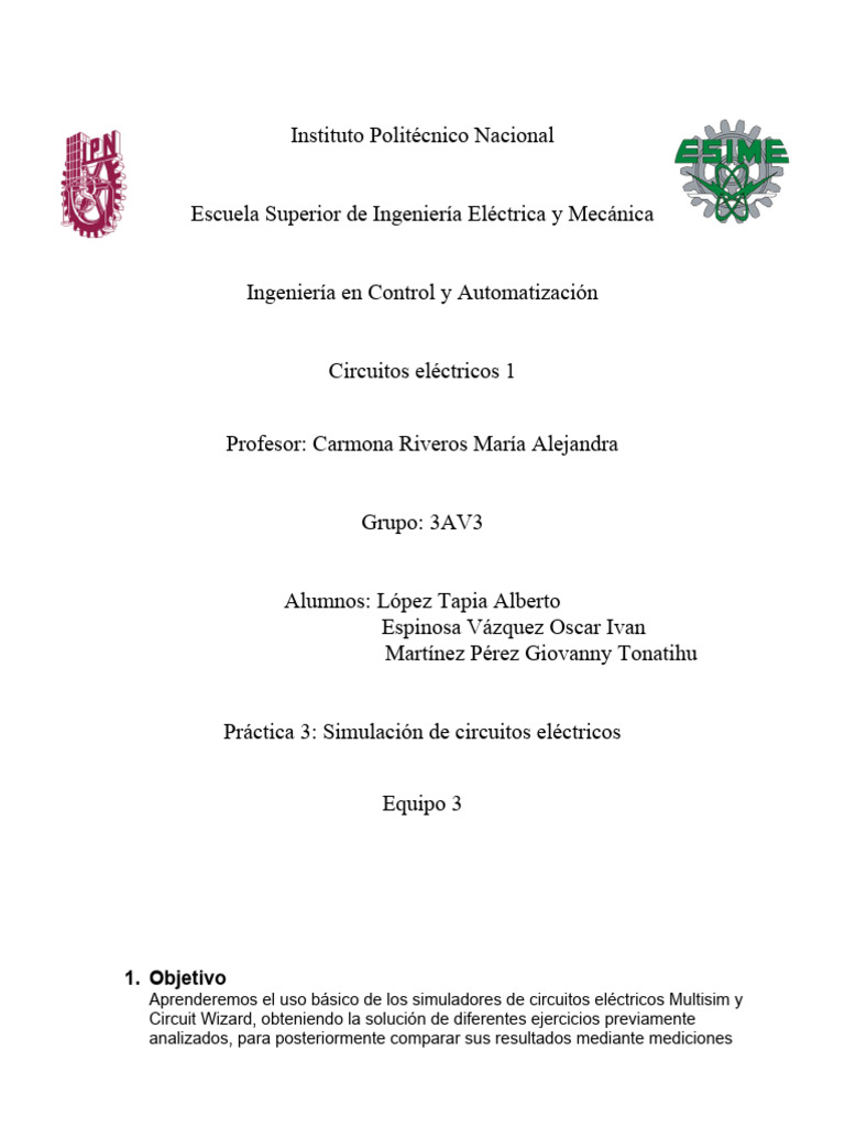 Circuitos 1 Práctica 3 Pdf Red Eléctrica Informática