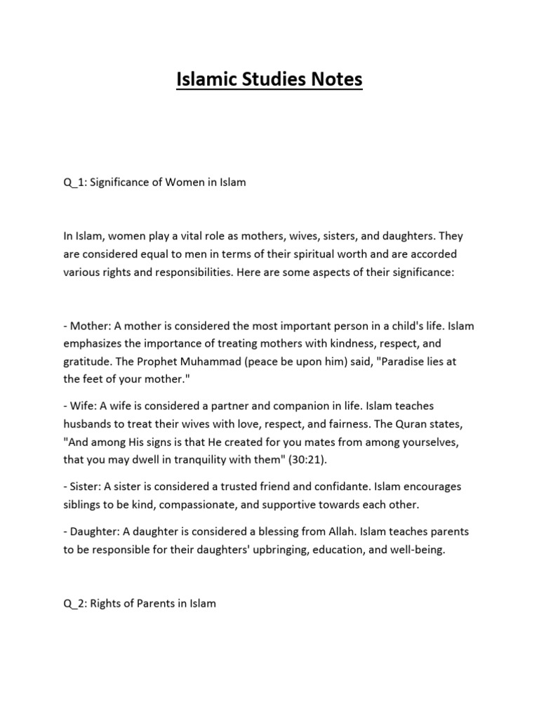 Islamic Studies Notes | PDF | Prophets And Messengers In Islam | Caliphate