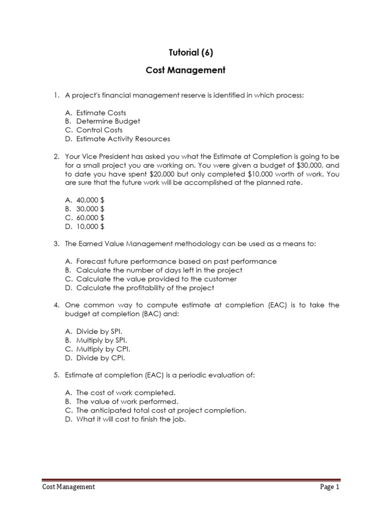 6 - Cost Management - Questions 2 | PDF | Economies | Business