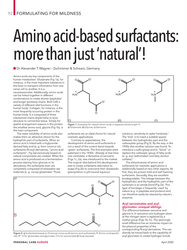 Amino Acid-Based Surfactants | PDF | Surfactant | Amino Acid