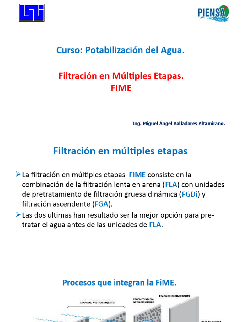 Filtración en Múltiples Etapas MIA | PDF | Filtración | Agua