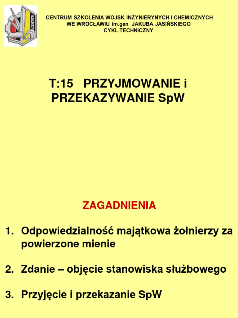 T15 Przyjmowanie I Przekazywanie 7WdWzWa | PDF