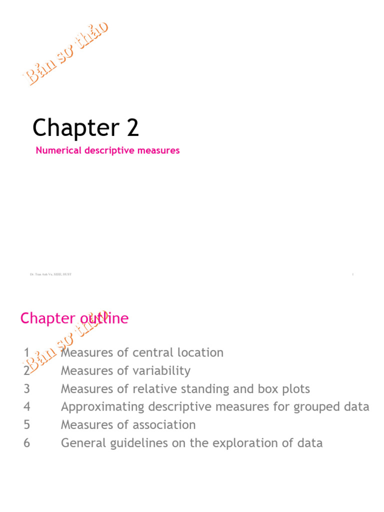 Numerical Descriptive Measures: Dr. Tran Anh Vu, SEEE, HUST 1 | Download Free PDF | Coefficient ...