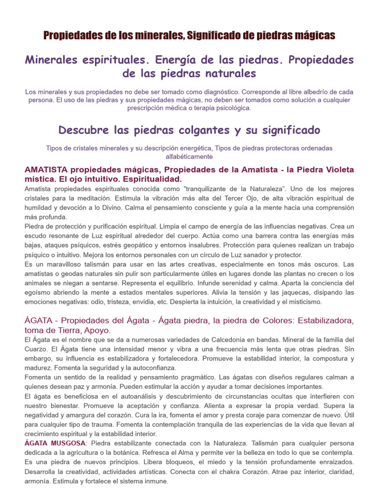 Propiedades De Piedras Mágicas En Joyería Handfantasy Pdf Mente