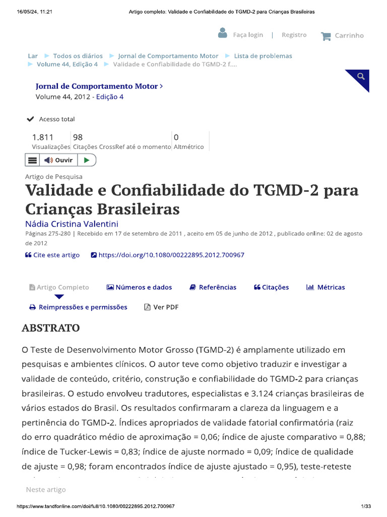 TGMD 2 Valentini | PDF