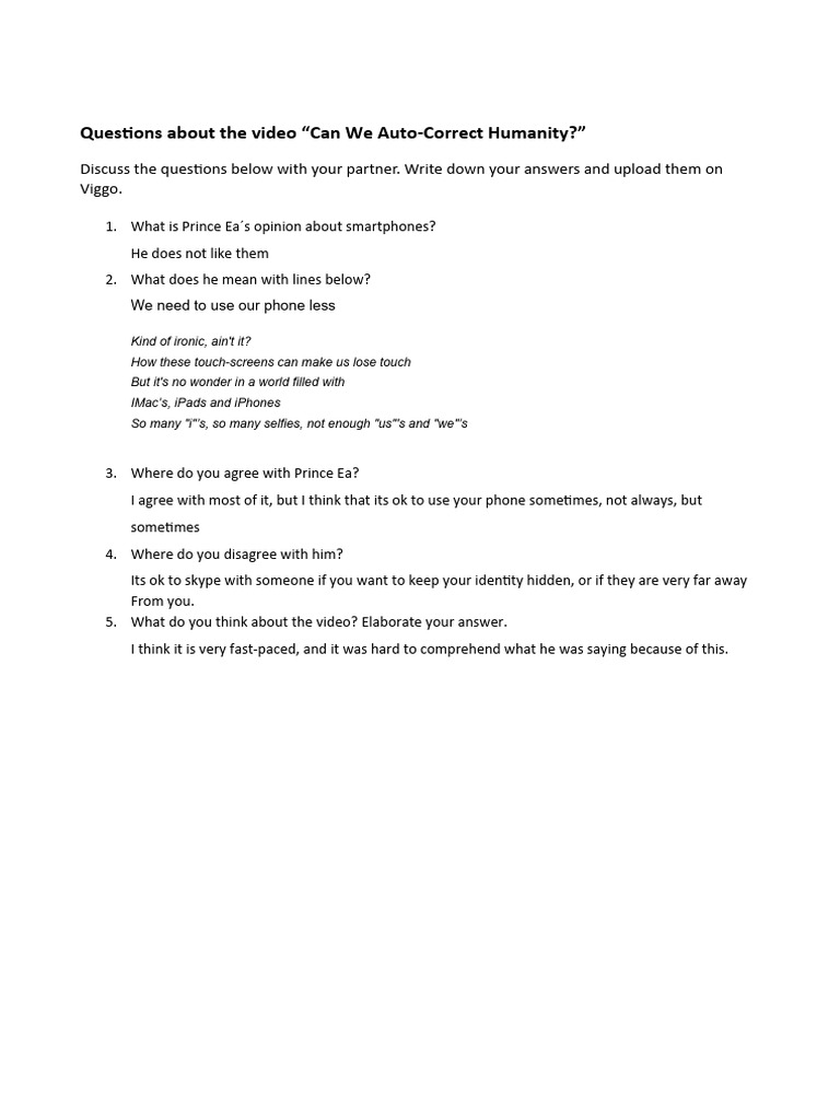 Questions About The Video Autocorrect Humanity Answered | PDF