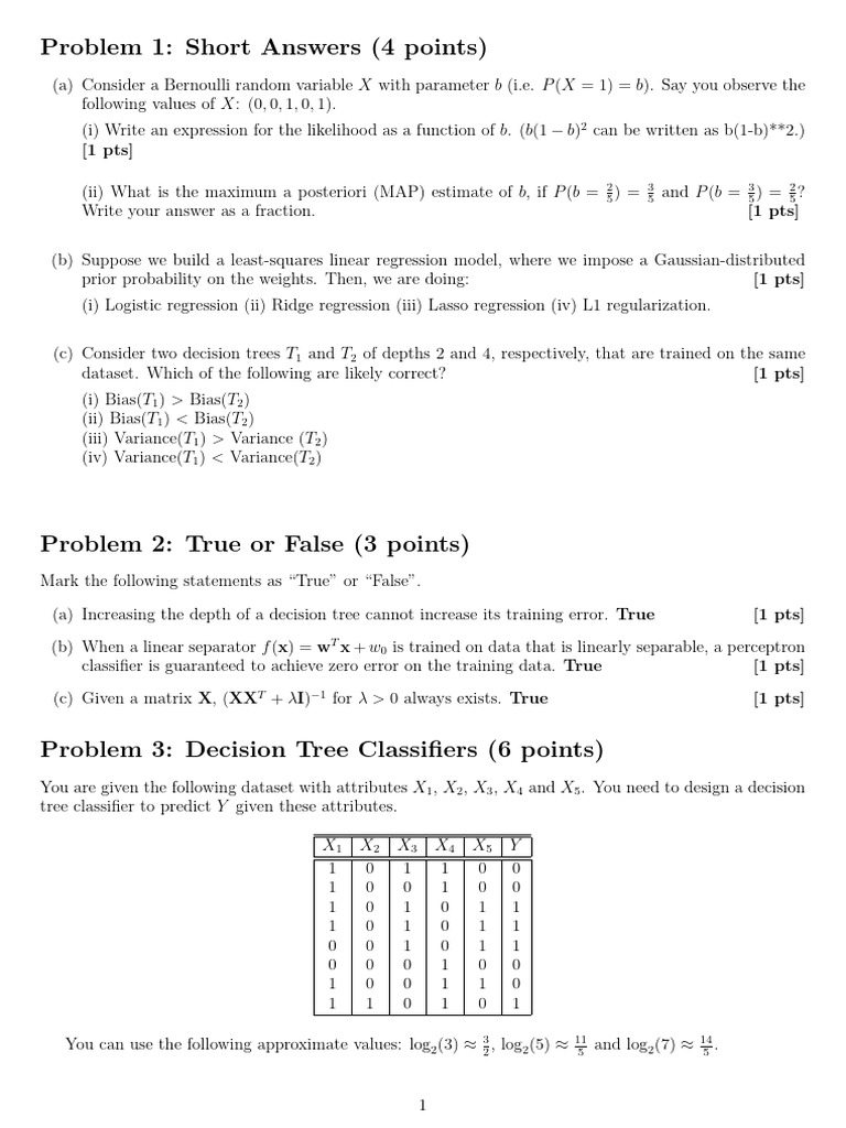 CS725 2020 Midsem | PDF | Regression Analysis | Bias Of An Estimator