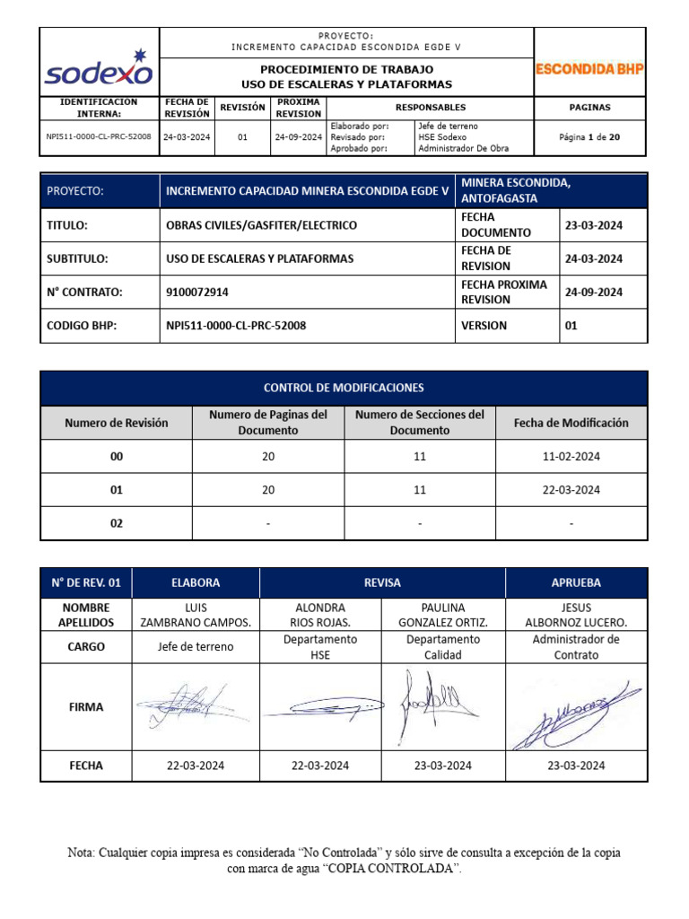NPI511-0000-CL-PRC-52008-REV. 01 PRC USO DE ESCALERA Y PLATAFORMA - Con ...