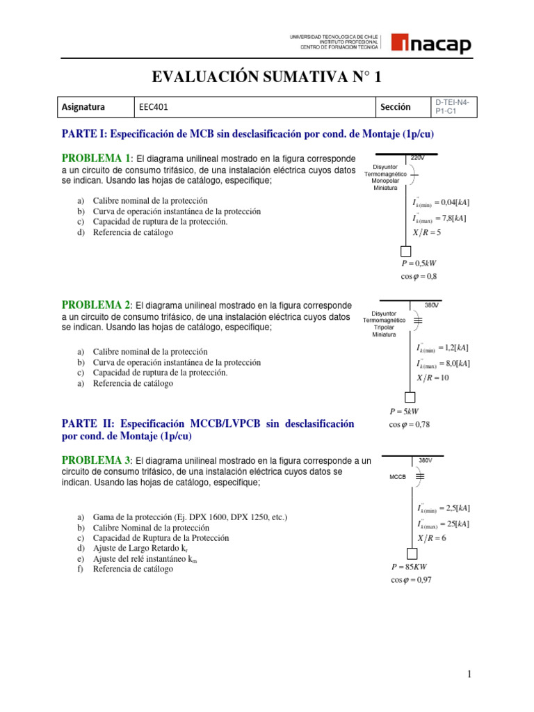 Certamen 01 - EEC401 - Forma A 2024 I | PDF | Ciencia de los Materiales | Cable
