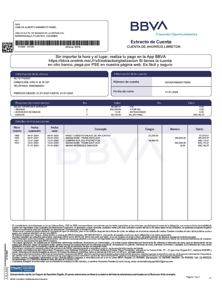 Bbva Carlos Sarmietnto 2024 | PDF