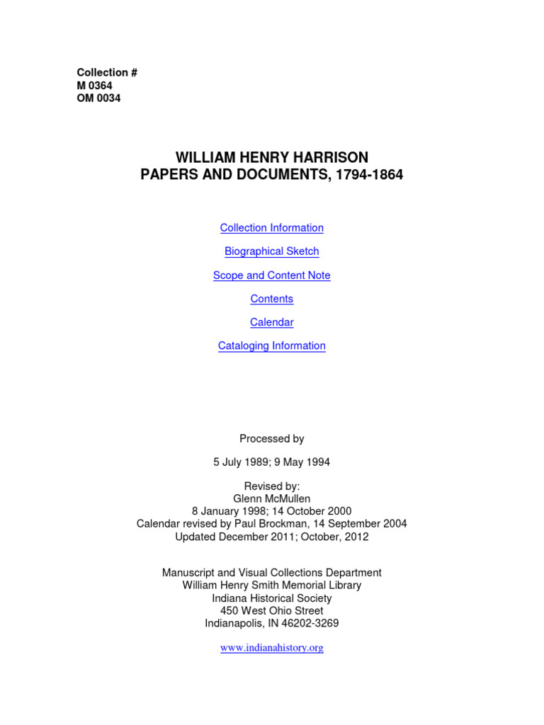 William Henry Harrison Papers and Documents 1791 | PDF | Social Science | History