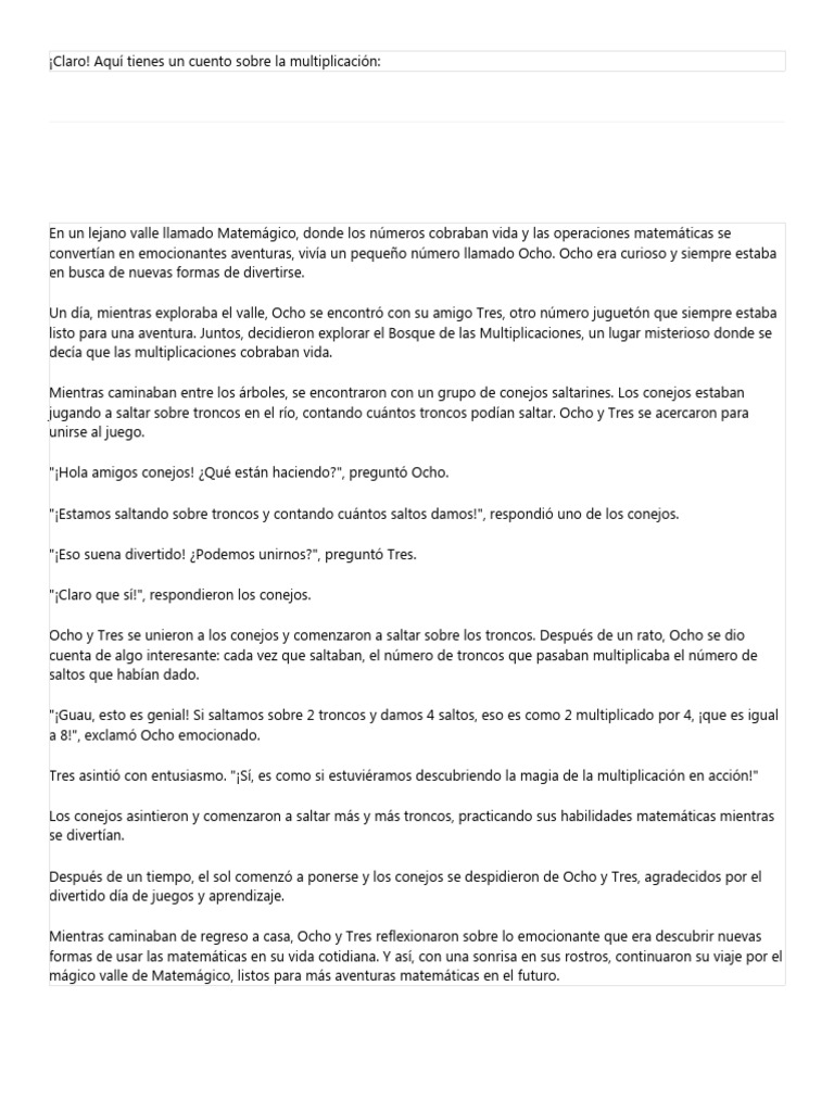 Cuento Infantil sobre Multiplicación | PDF | Multiplicación | Cumpleaños