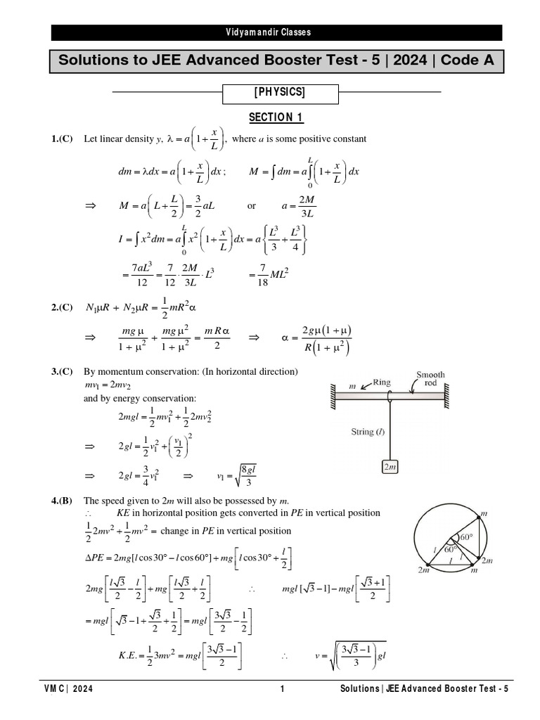 2024-JEE Advanced Booster Test-5 - Solution - 221231 - 234938 | PDF ...