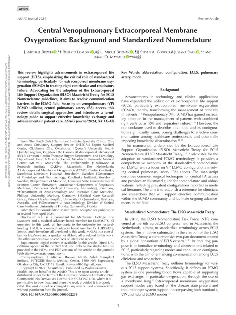 Standardized VP ECMO Nomenclature Guide | PDF | Vein | Angiology