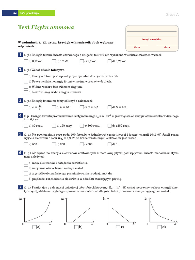 Fizyka Atomowa::) DGDQLDFKĻ Zvwdznu) /Ĝ/Nznzdgudflnrernz/Eudqhm RGSRZLHG) L | PDF