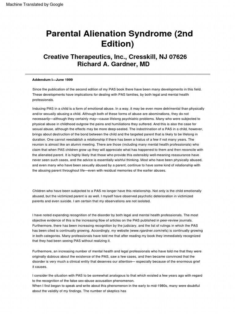 Understanding Parental Alienation Syndrome | PDF | Intentional ...