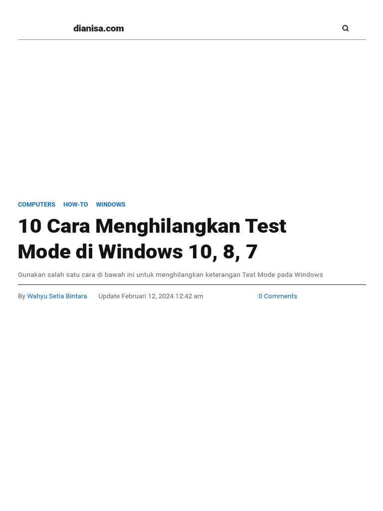 Cara Menghilangkan Test Mode Windows | PDF