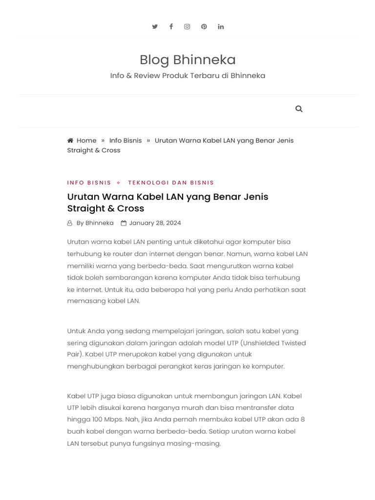 √ Urutan Warna Kabel LAN yang Benar Jenis Straight & Cross | PDF