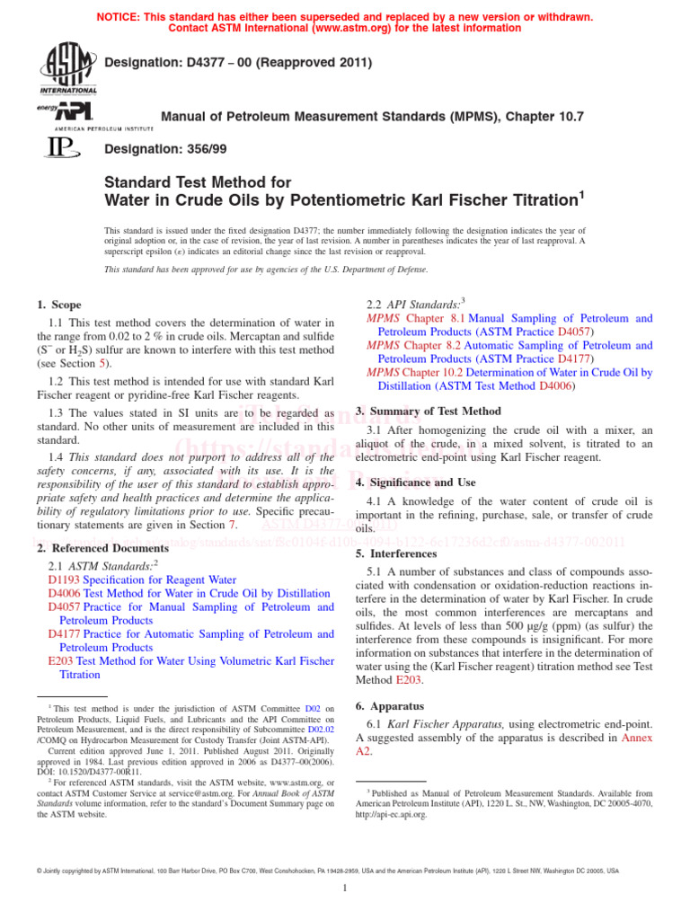 ASTM-D4377-00-2011- | PDF | Syringe | Titration
