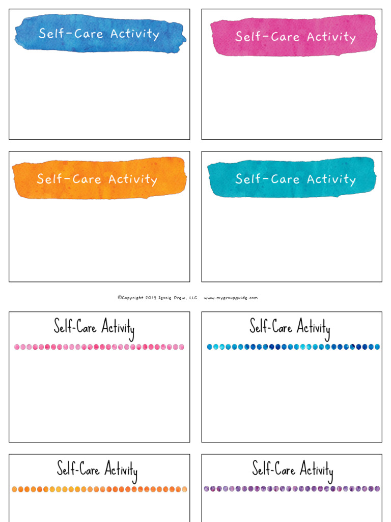Self Care Activity Cards | Download Free PDF | Health Promotion ...