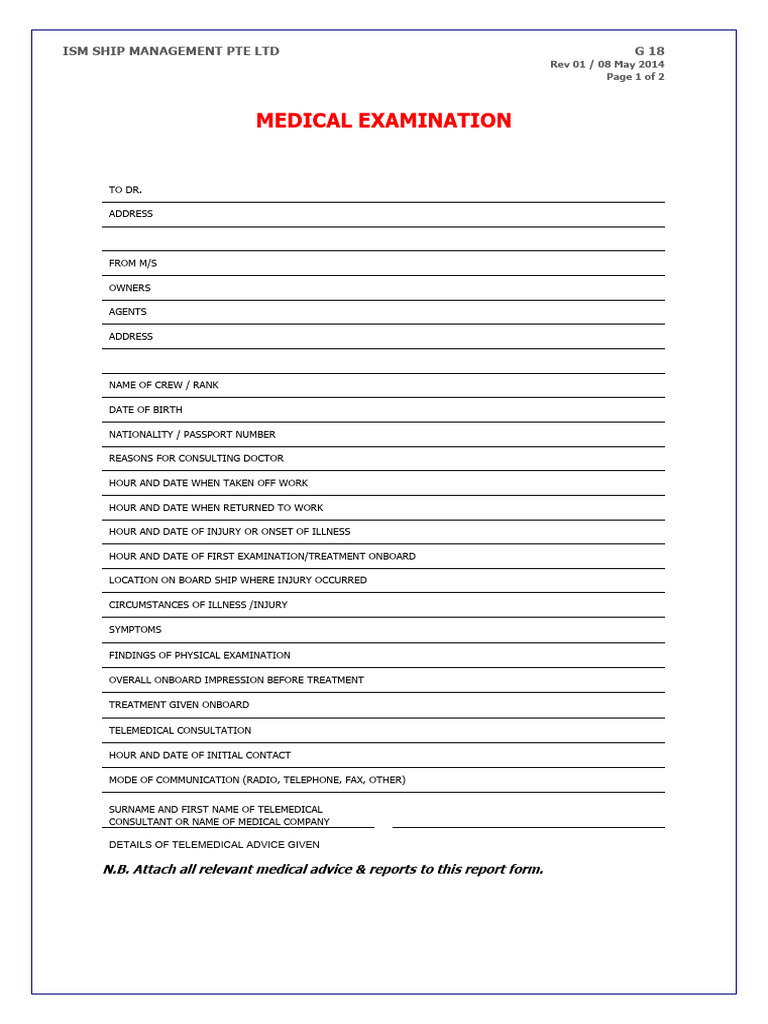 G18 - Medical Examination | PDF | Wellness | Science & Mathematics
