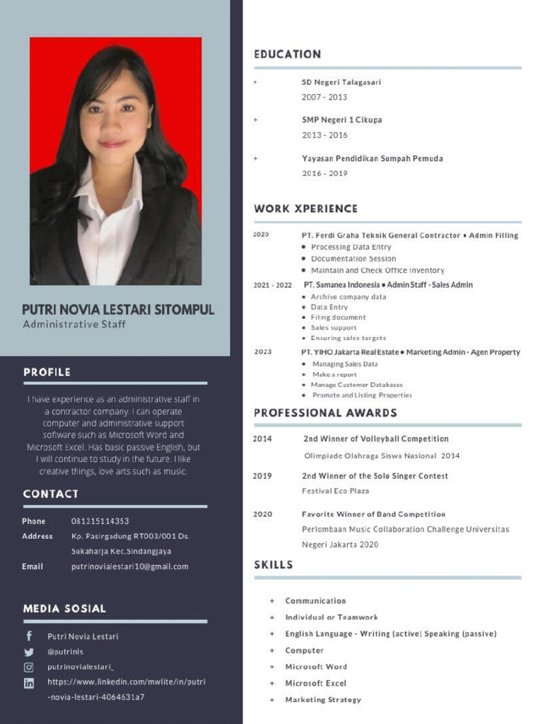 CV Putri 2024 | PDF