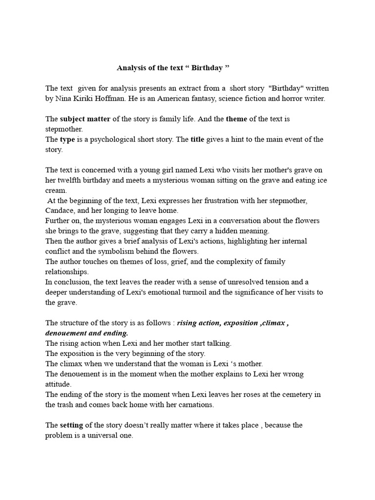 Analysis of the text “ Birthday ’’ | PDF