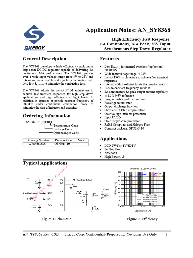Silergy Corp SY8368QNC - C125897 | PDF | Capacitor | Inductor