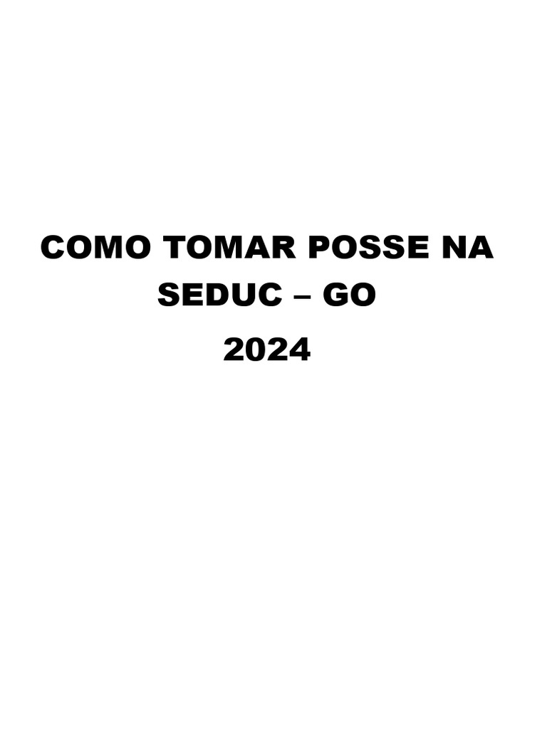 Guia de Posse SEDUC GO 2024: Passo a Passo | PDF