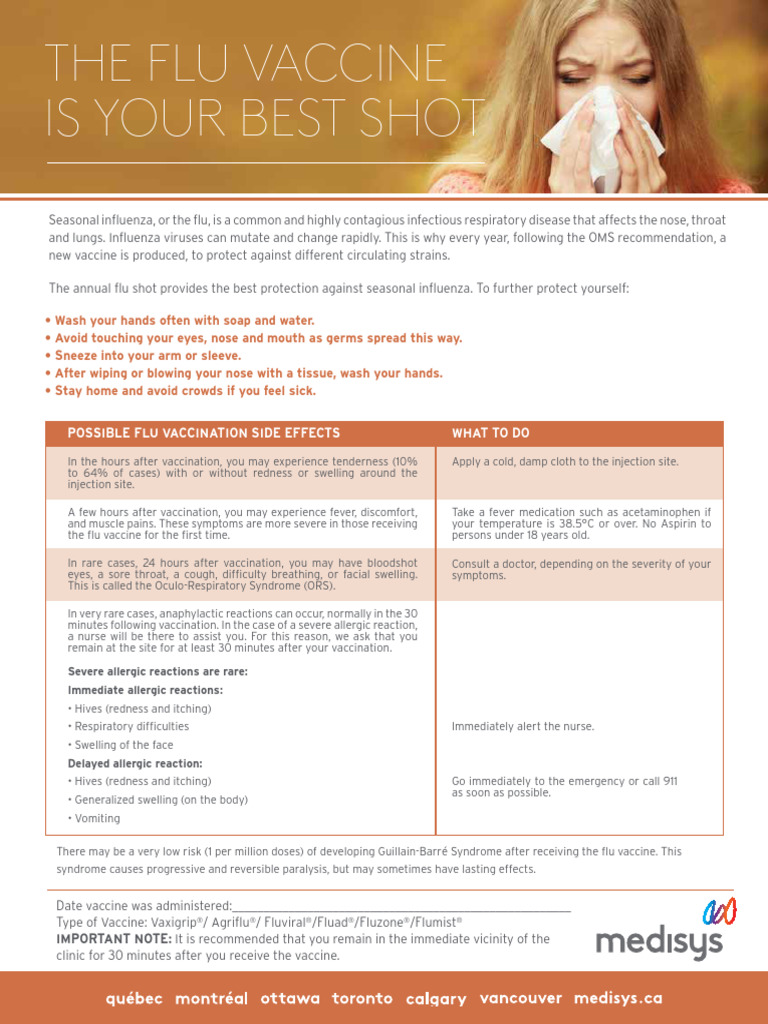 Flu Info Patient Sheet en | PDF | Influenza Vaccine | Influenza