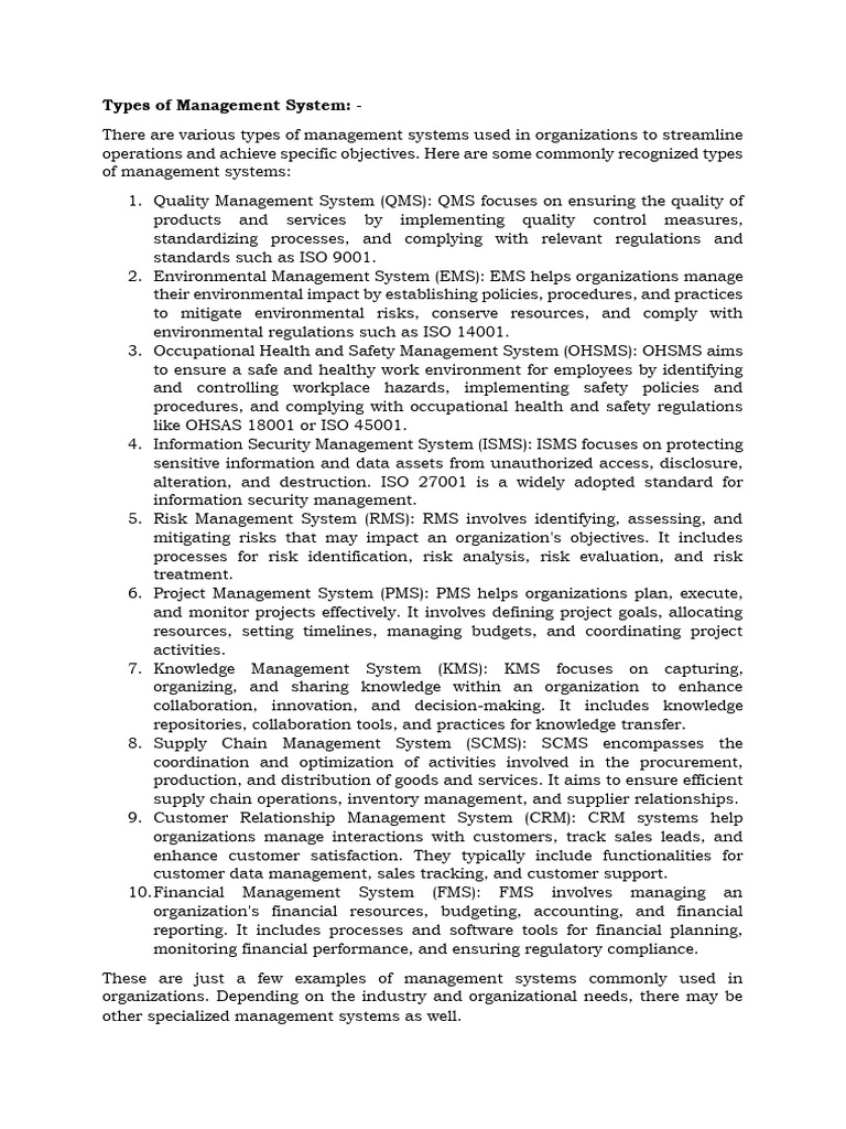 Types_Management_System_req_ERP_EIS | Download Free PDF | Enterprise Resource Planning | Supply ...