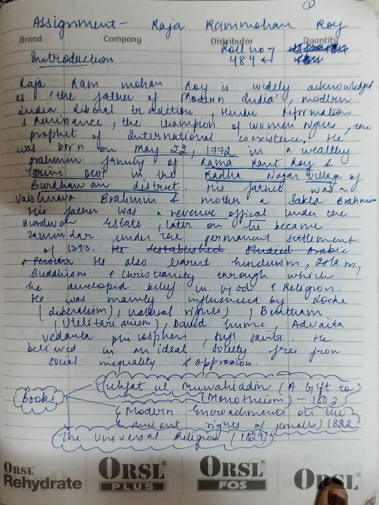 Raja Ram Mohan Roy Ipt Assignment | PDF