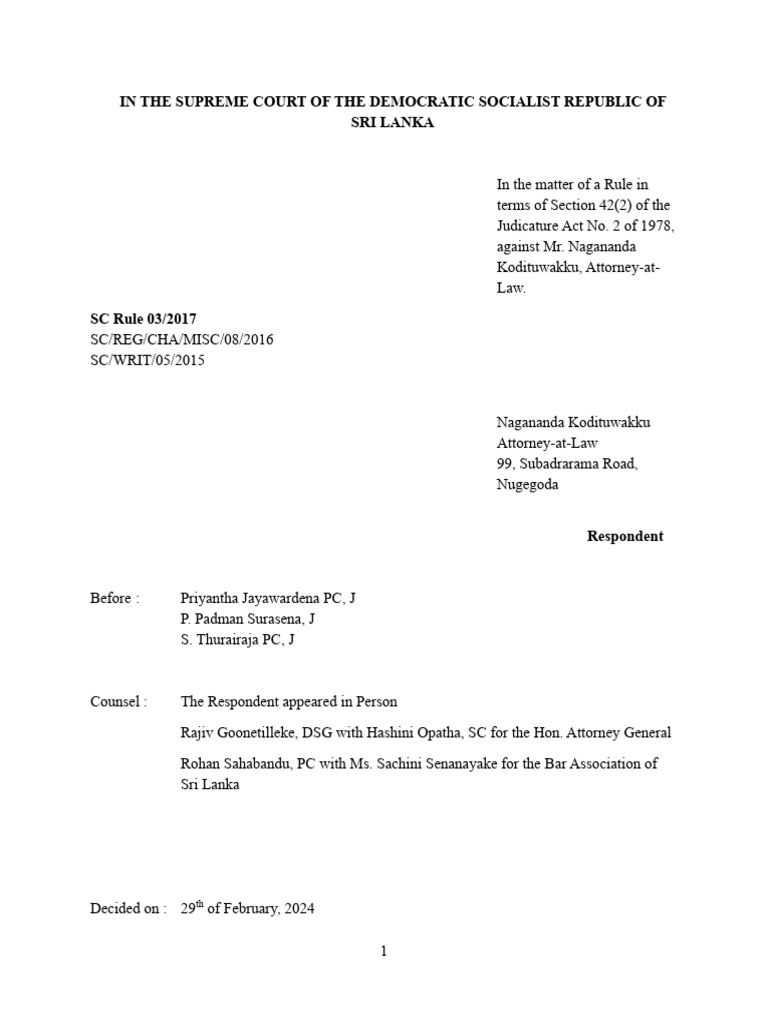 Nagananda SC Rule 03 2017 | PDF | Supreme Court Of The United States ...