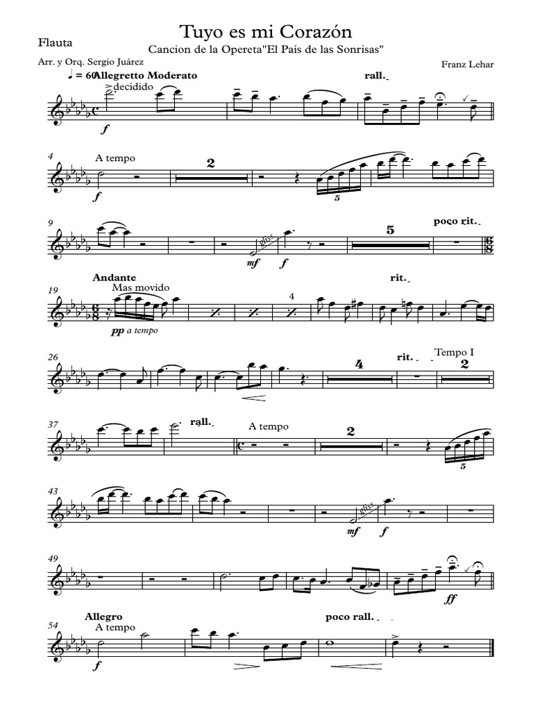 Tuyo Es Mi Corazon Version Nueva Flauta Corregida | PDF