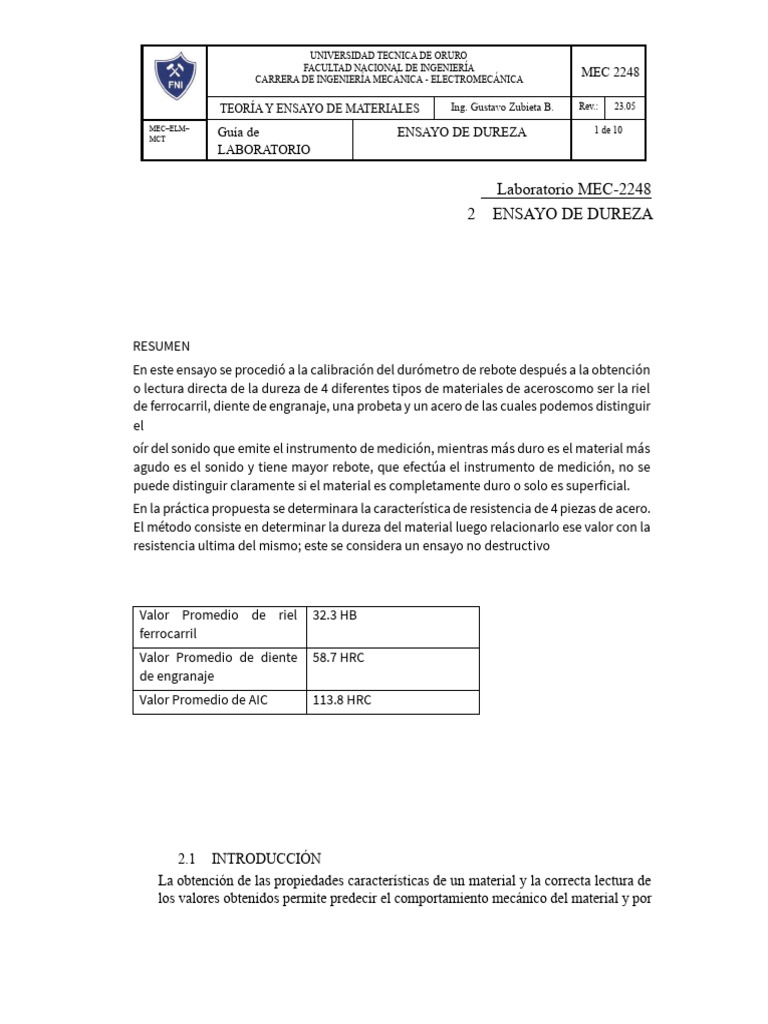 MEC 2248 Lab | PDF | Dureza | Ciencias fisicas