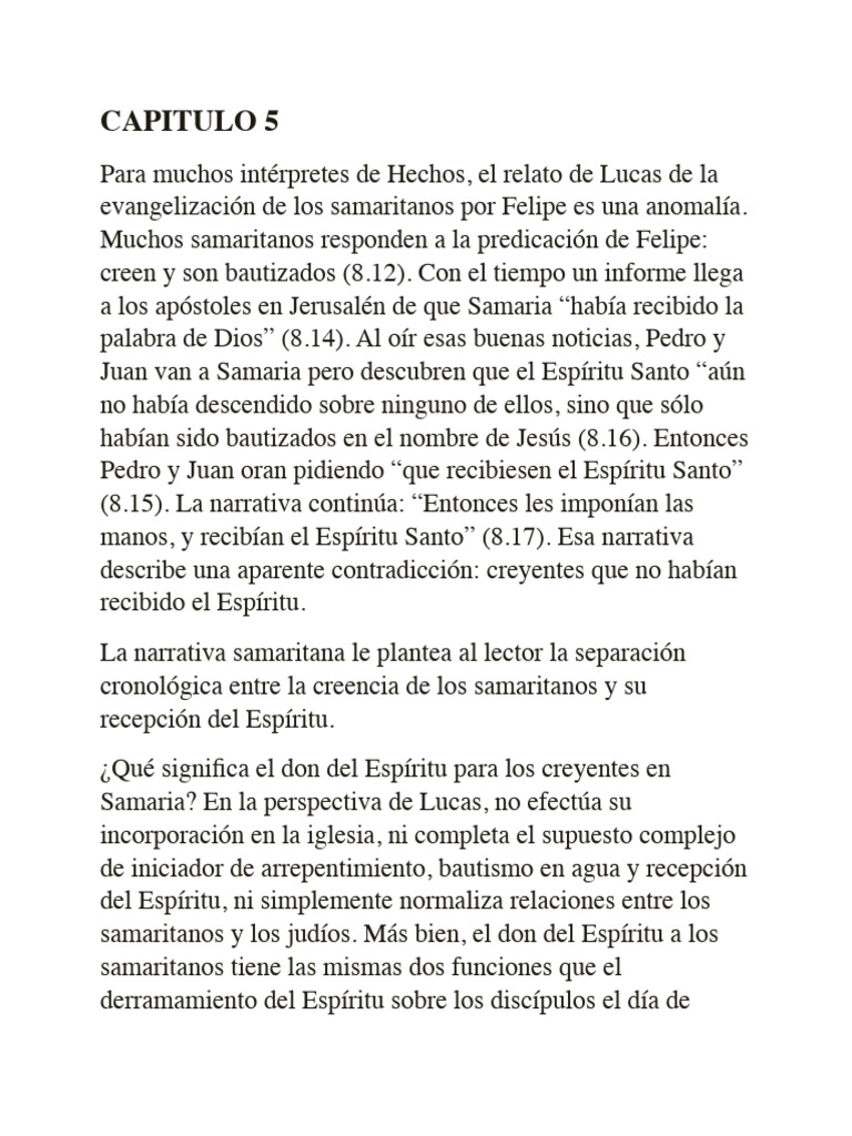 Resumen Capitulo 5 y 6 | Descargar gratis PDF | espíritu Santo | Jesús