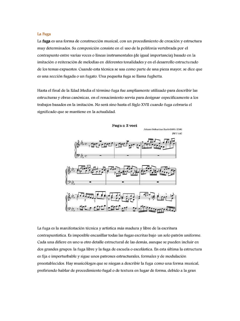 Definición y Estructura de la Fuga | PDF | Composiciones Musicales ...