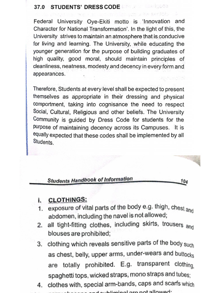 FUOYE Student Dress Code | PDF