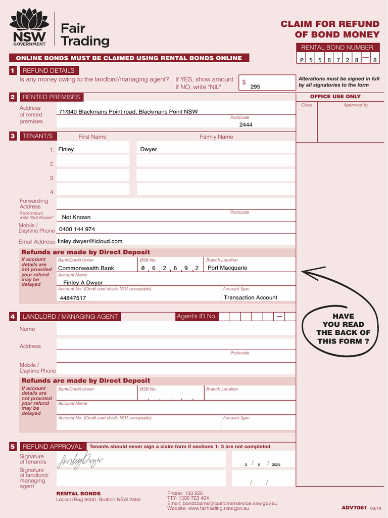 Claim-for-Bond-Refund-form | Download Free PDF | Landlord | Leasehold ...