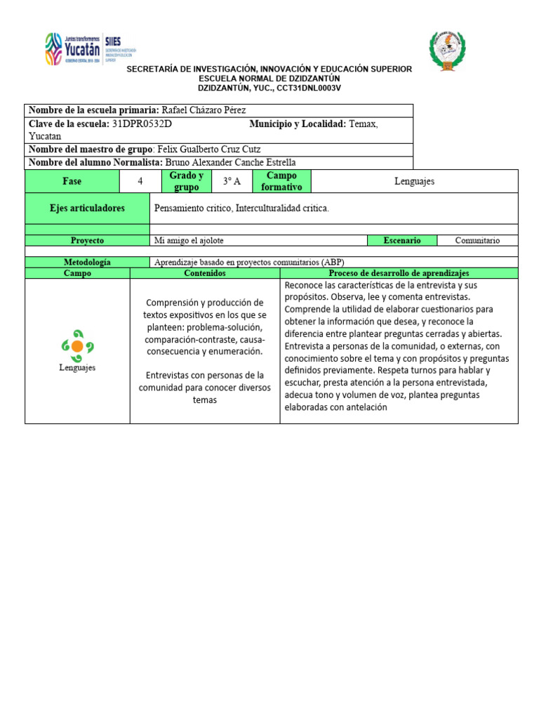 Proyecto Mi Amigo El Ajolote | PDF | Aprendizaje en base a proyectos ...