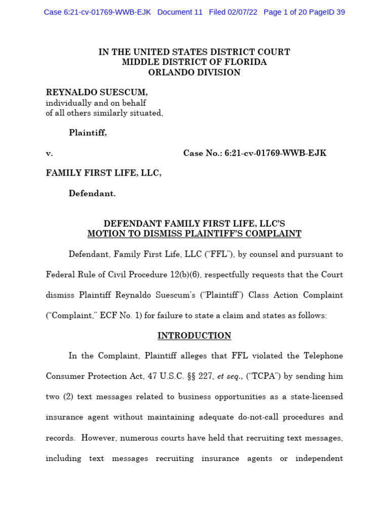 Family First Life Business Opportunity Admission Proof Document 11 ...