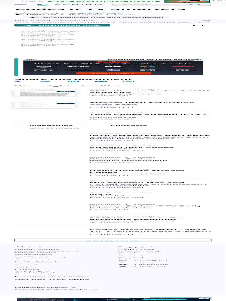 Codes IPTV Smarters PDF | PDF | Scribd | World Wide Web