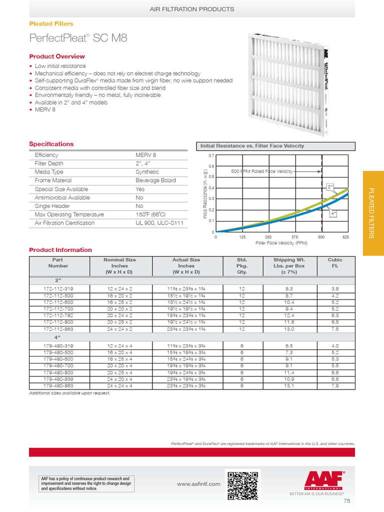 Perfectpleat SC M8: Product Overview | PDF | Materials