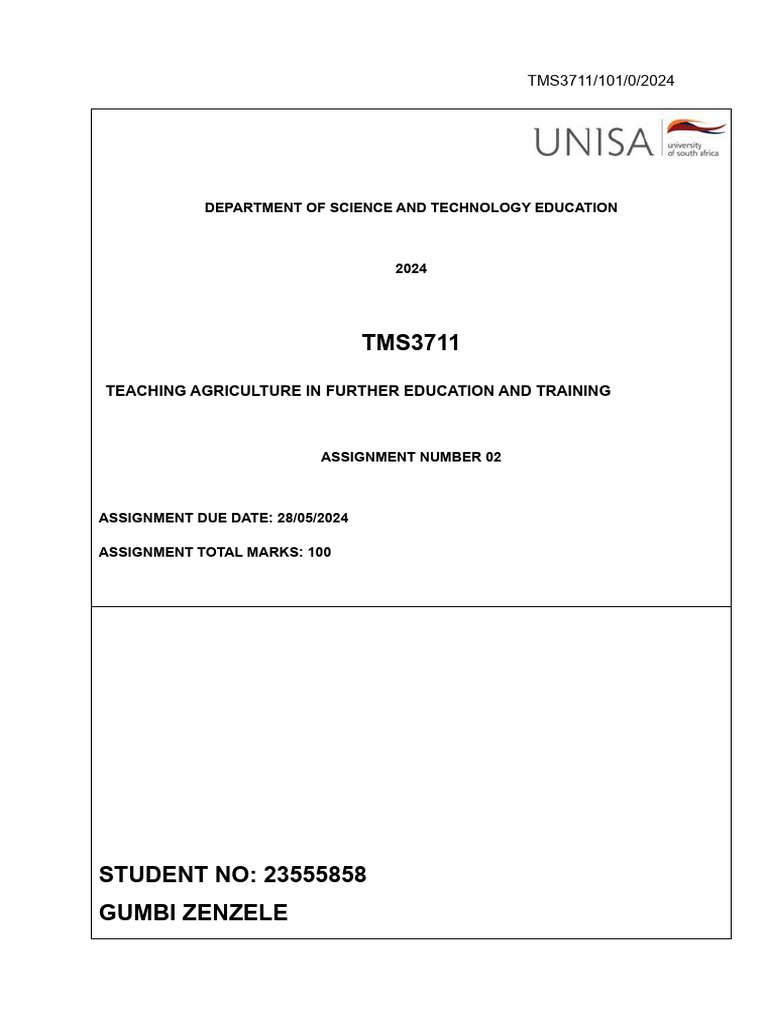 TMS3711 Assignment 02 of Tut Letter 101 2024 | PDF | Constructivism ...