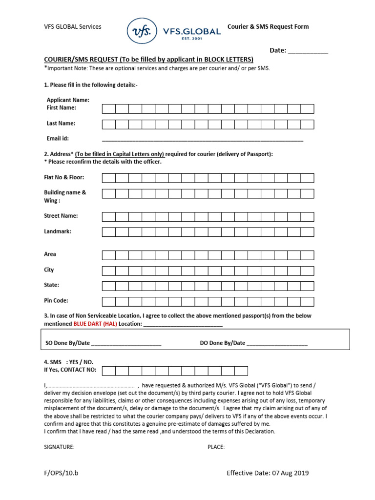 Courier Request Form | PDF | Law