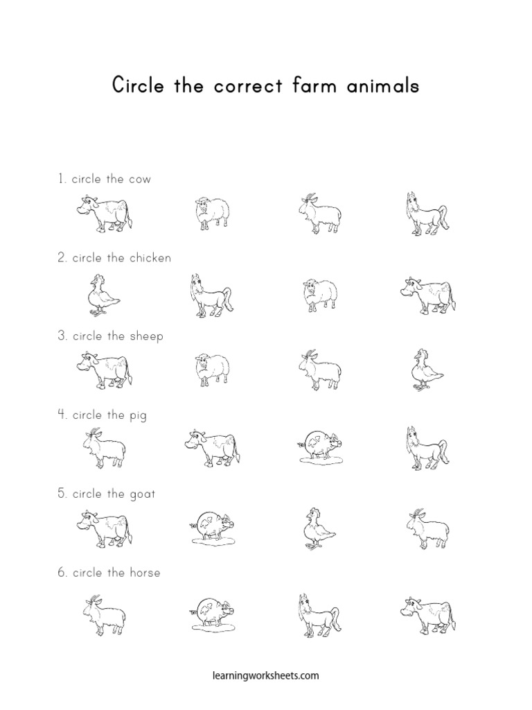 Identify Farm Animals Activity | PDF