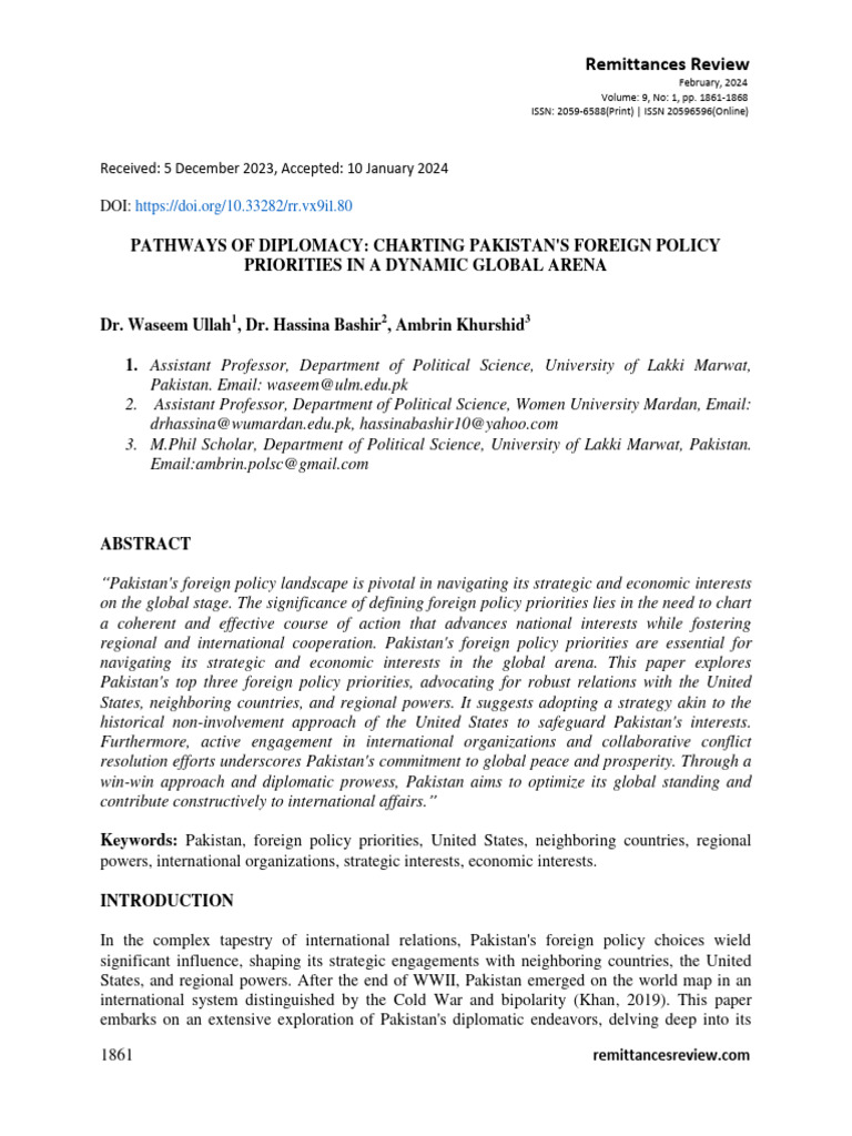 Pakistan's Foreign Policy Priorities | PDF | Pakistan | United Nations