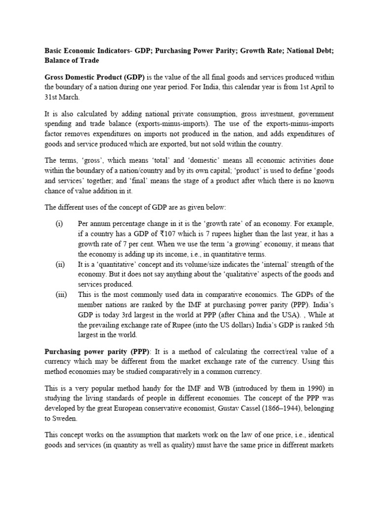 Basic Economic Indicators | Download Free PDF | Purchasing Power Parity ...
