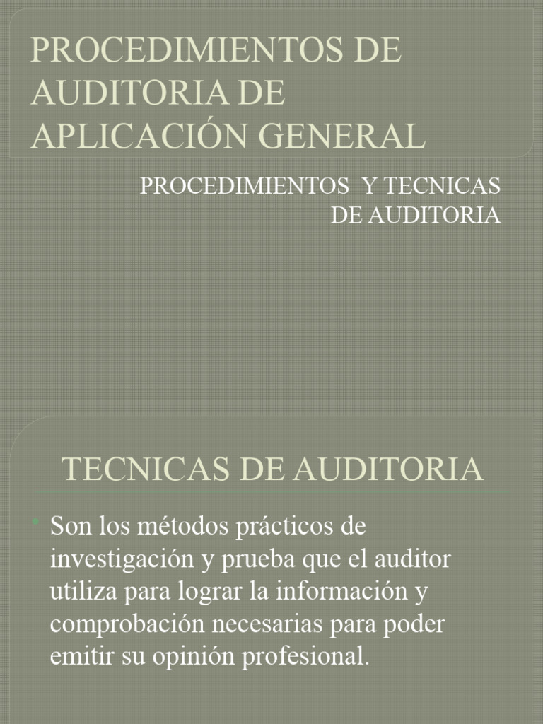 Proced y Tecnicas de Auditoria | PDF | Auditoría