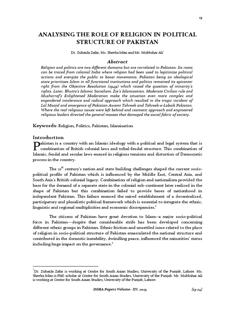 Analyzing The Role of Religion | PDF | Pakistan | Sectarianism